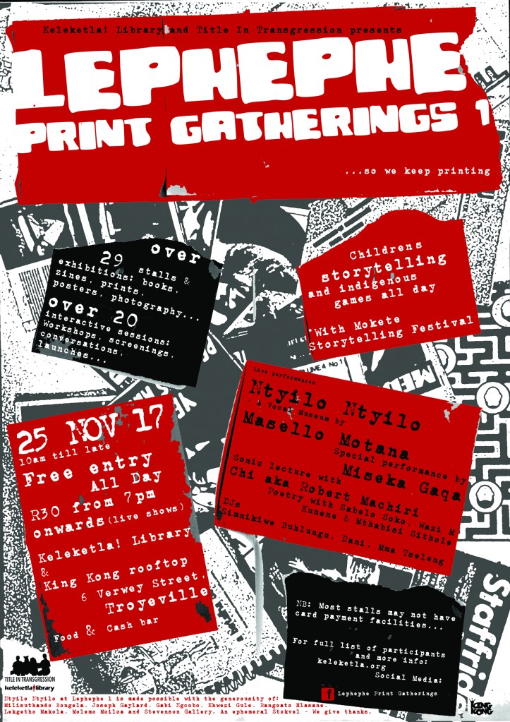 Welcome to Lephephe Print Gatherings 1 – Keleketla Media Arts Project